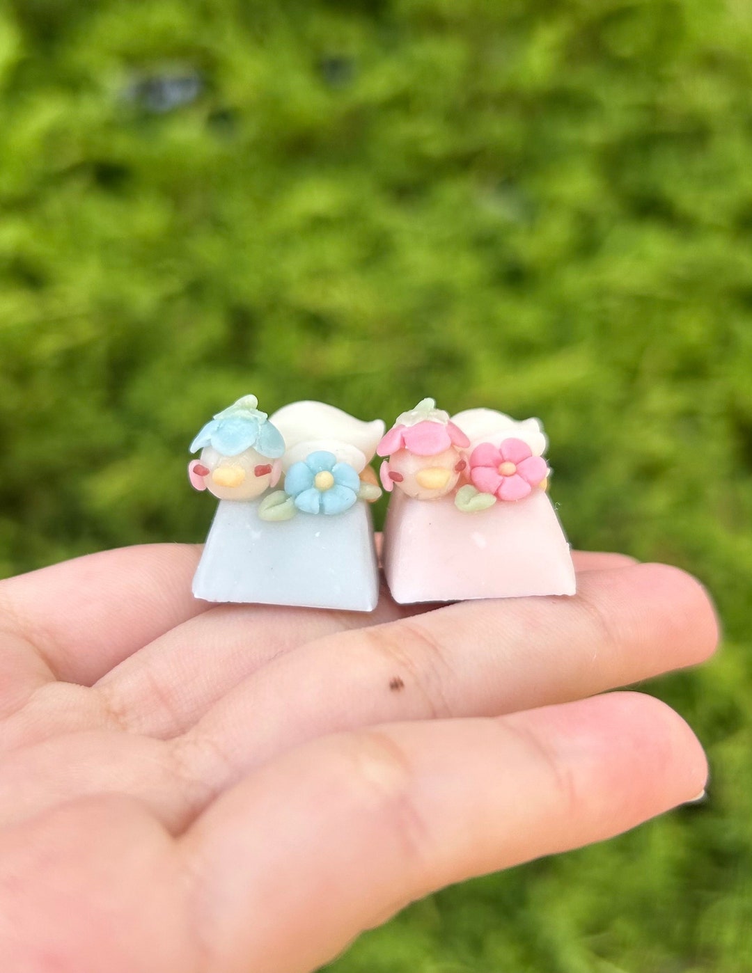 Cute Handmade Sleeping Flower Goose Artisan Keycap Escape Key cherry ...