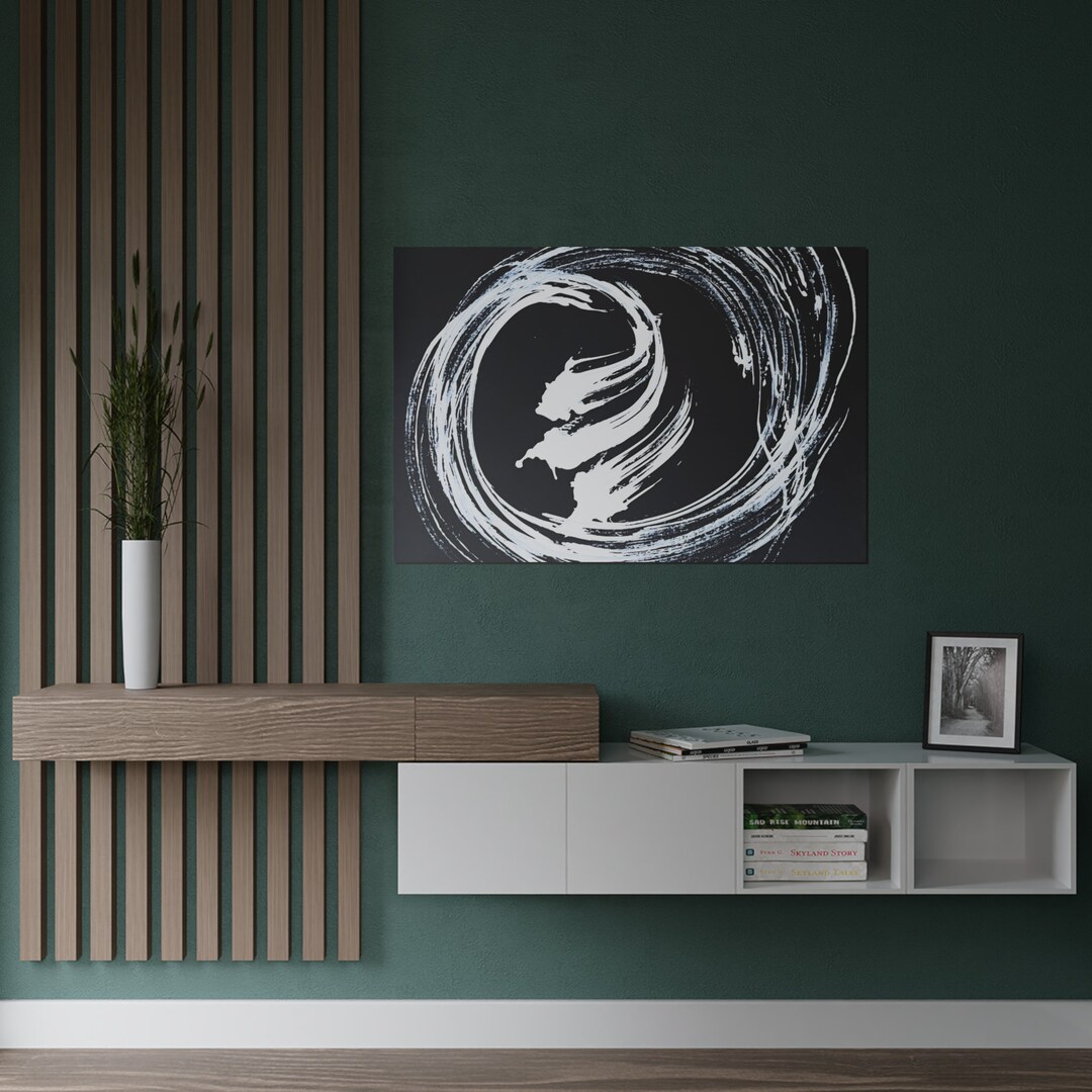 Abstract Art Print (300gsm Paper) - Wall Decor, Black and White Spiral ...