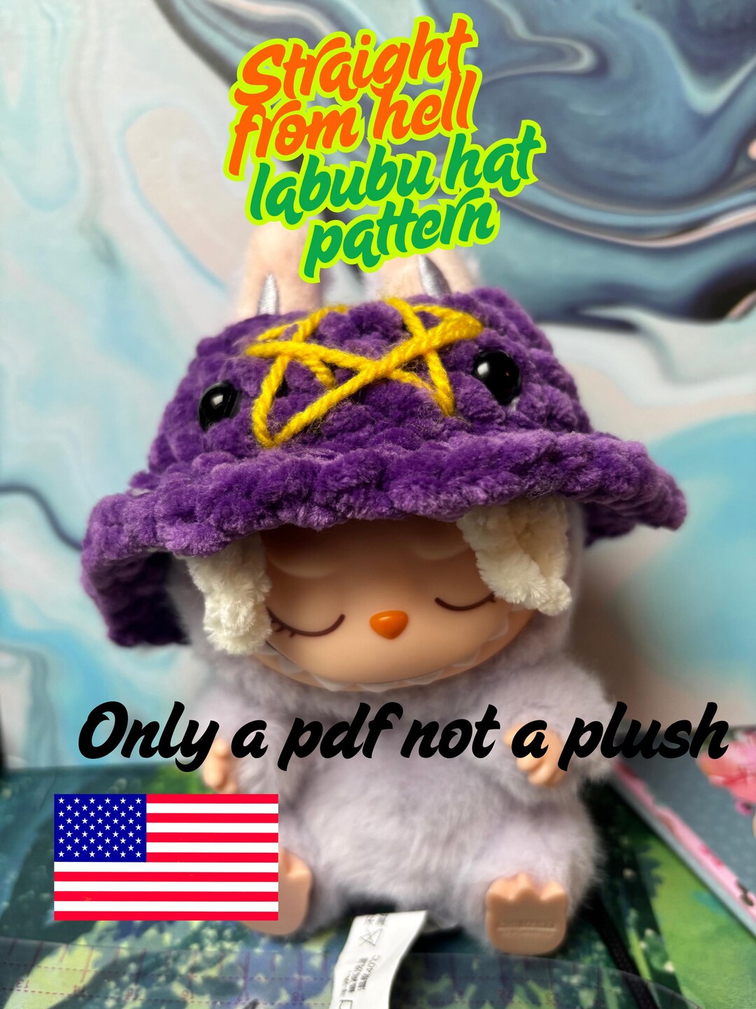 Straight From Hell Labubu Hat Crochet Pattern, USA Terms, Cute Monster ...