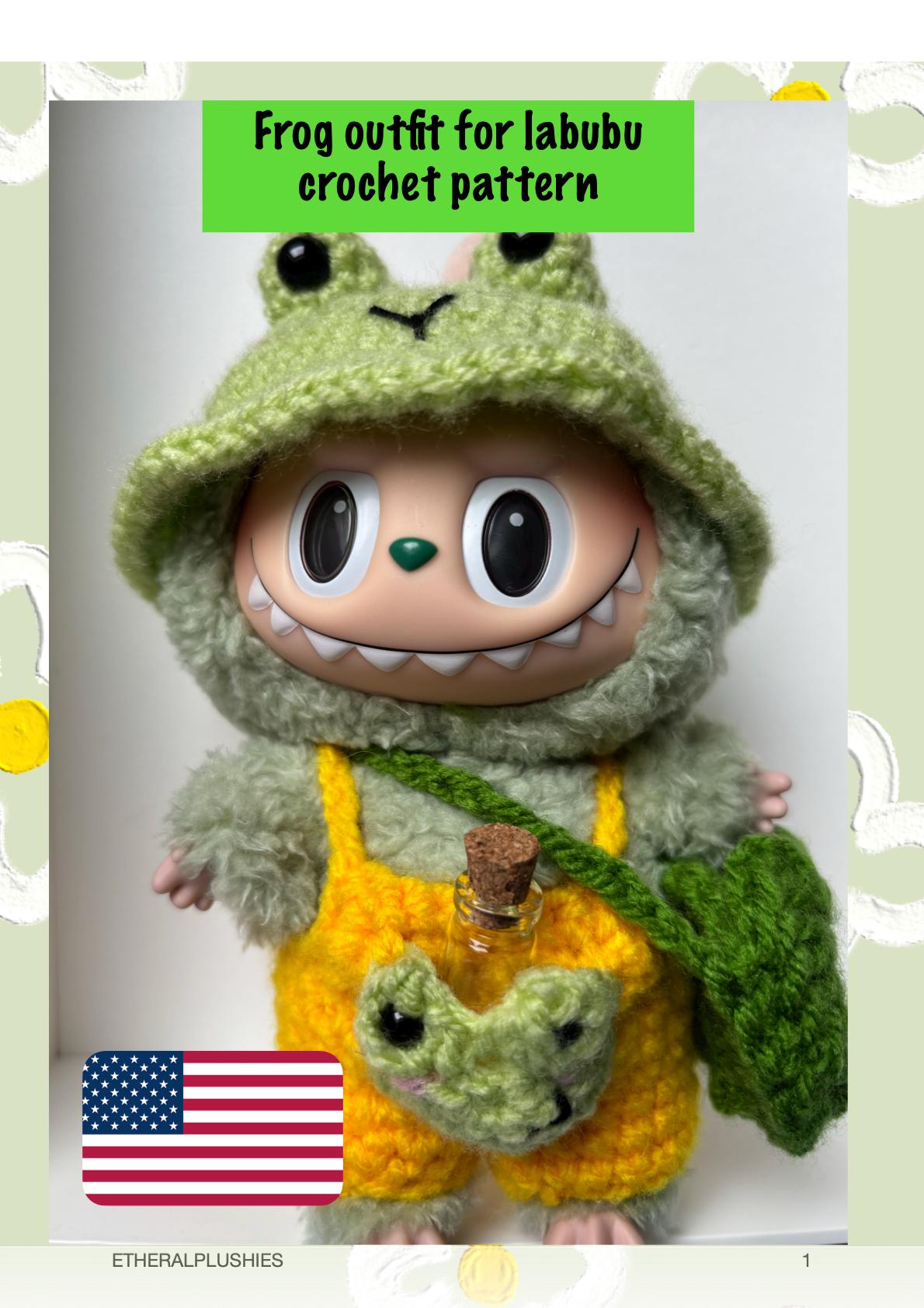 Labubu Frog Outfit, Crochet Pattern US Terms - Etsy