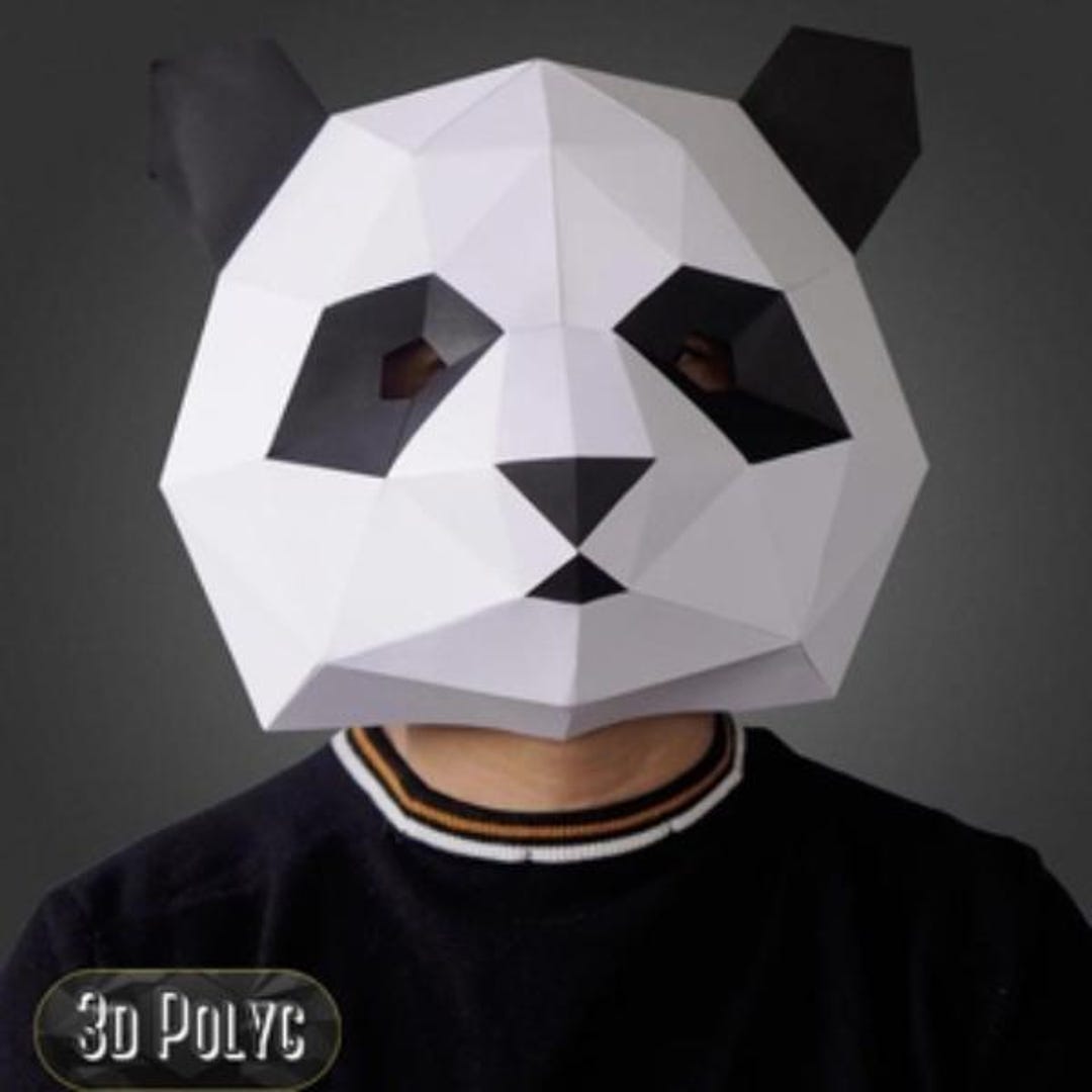 Panda Mask Papercraft: 3D Animal Halloween DIY Kit (PDF Template, SVG ...