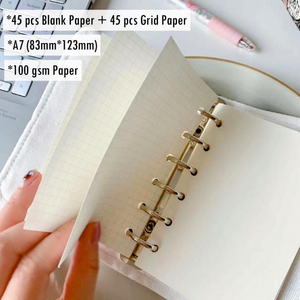 A7 Rose Embroidery Mini Pocket Size Ring Binder + 90 Sheets/180 Pages ...