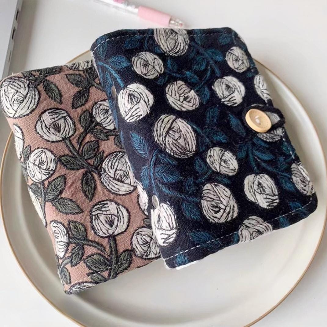 A7 Rose Embroidery Mini Pocket Size Ring Binder + 90 Sheets/180 Pages ...