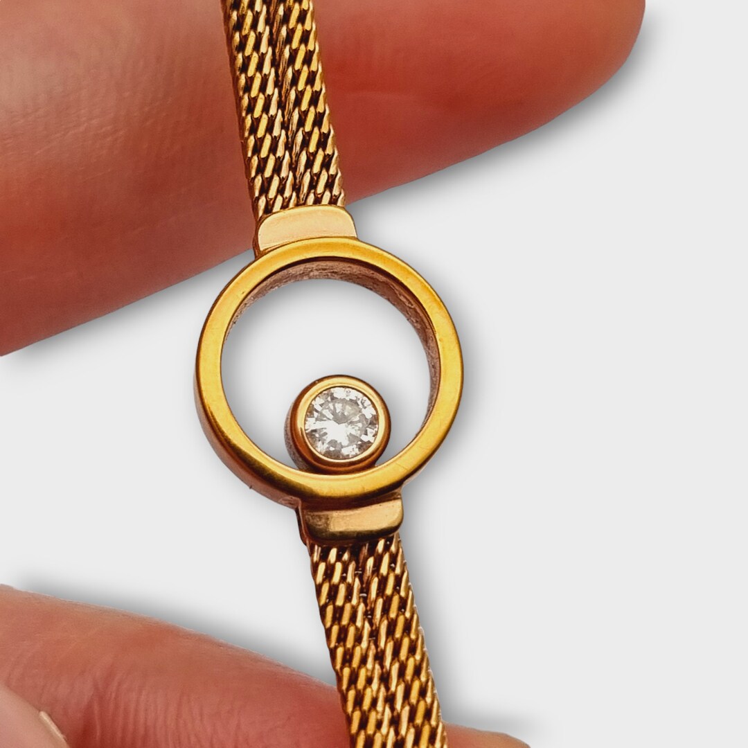 Skagen Elin Gold Bracelet Vintage, Danish Jewelry, Gold Bracelet With Shiny Crystal Detail for ...