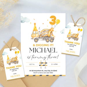 Construction Birthday Invitation, Editable Construction Invitation ...