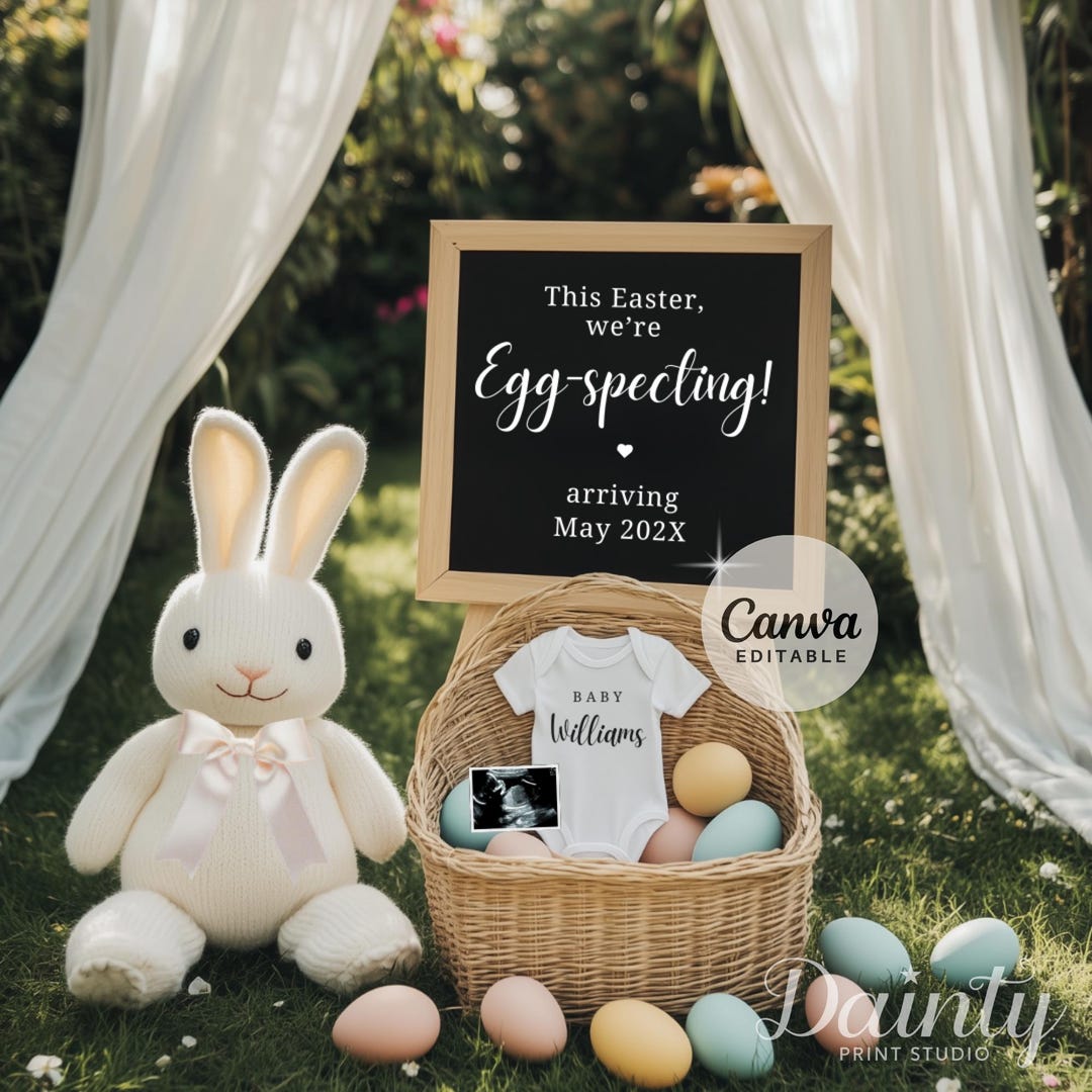 Easter Pregnancy Announcement Digital for Social Media Easter Bunny ...