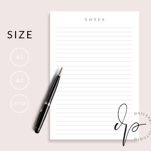 Simple Notes Page Printable, Lined Note Paper, Notes Page Planner ...