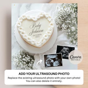 Floral Cake Pregnancy Announcement: Neutral Spring Design (digital ...
