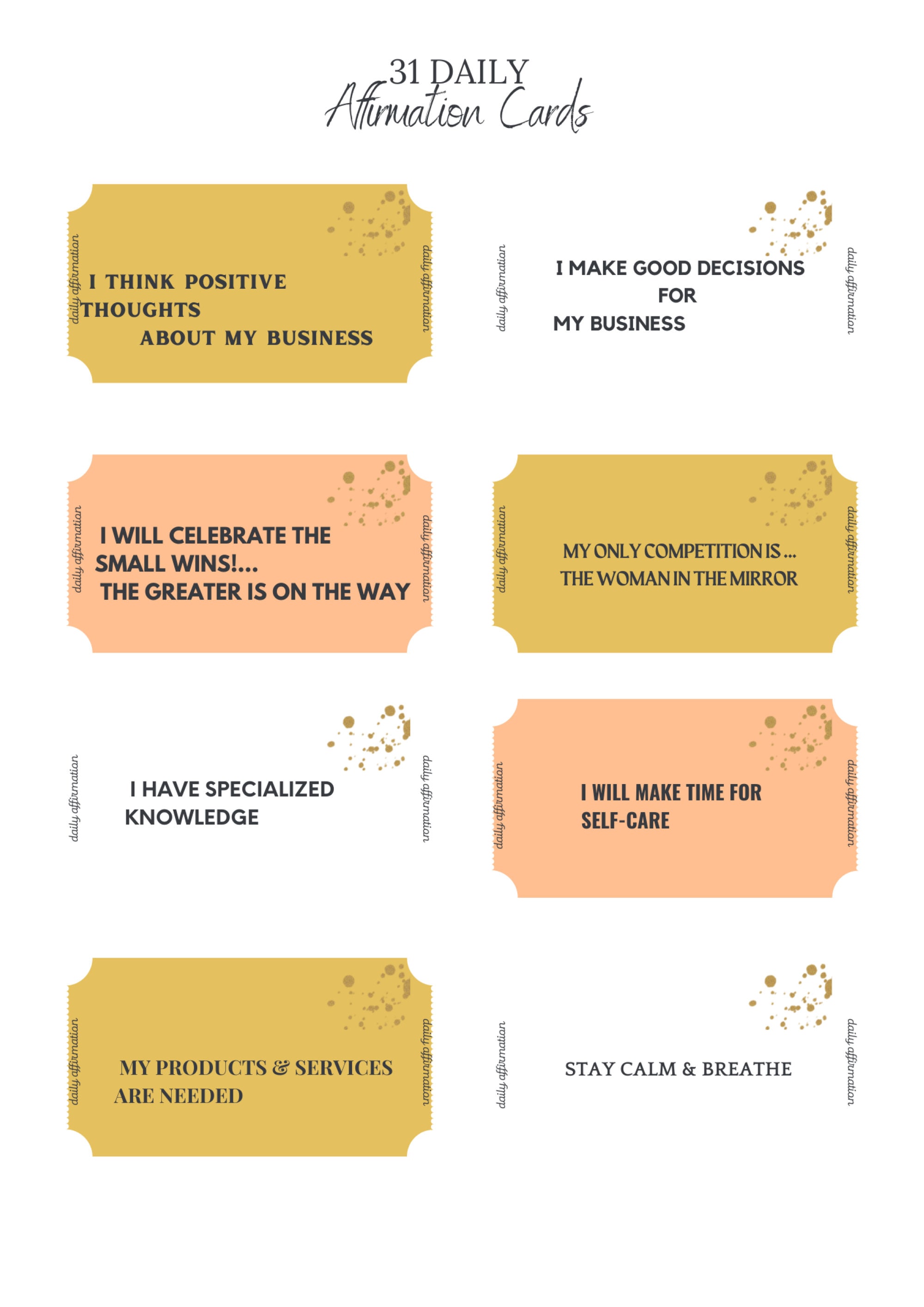31 Daily Affirmation Cards, Printable Affirmation Cards, Affirmation ...