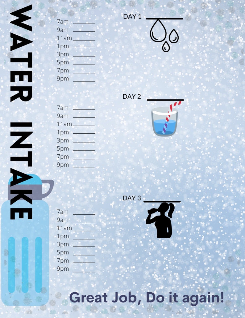 Water Intake Checklist, Digital Water Checklist, Water Checklist - Etsy