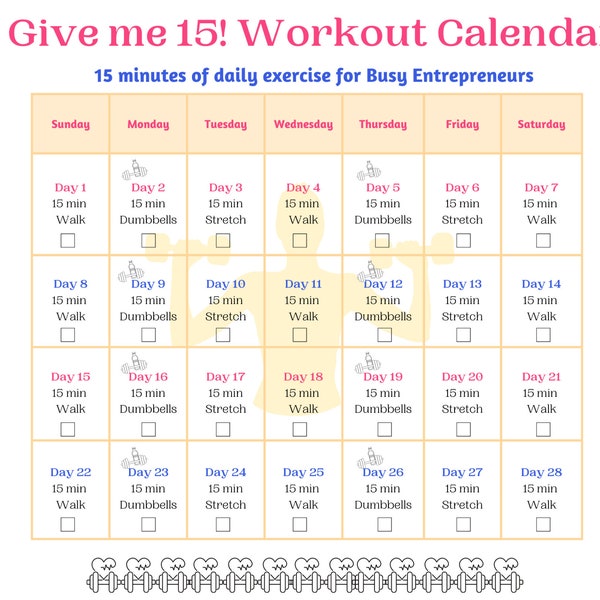 Workout Calendar - Etsy
