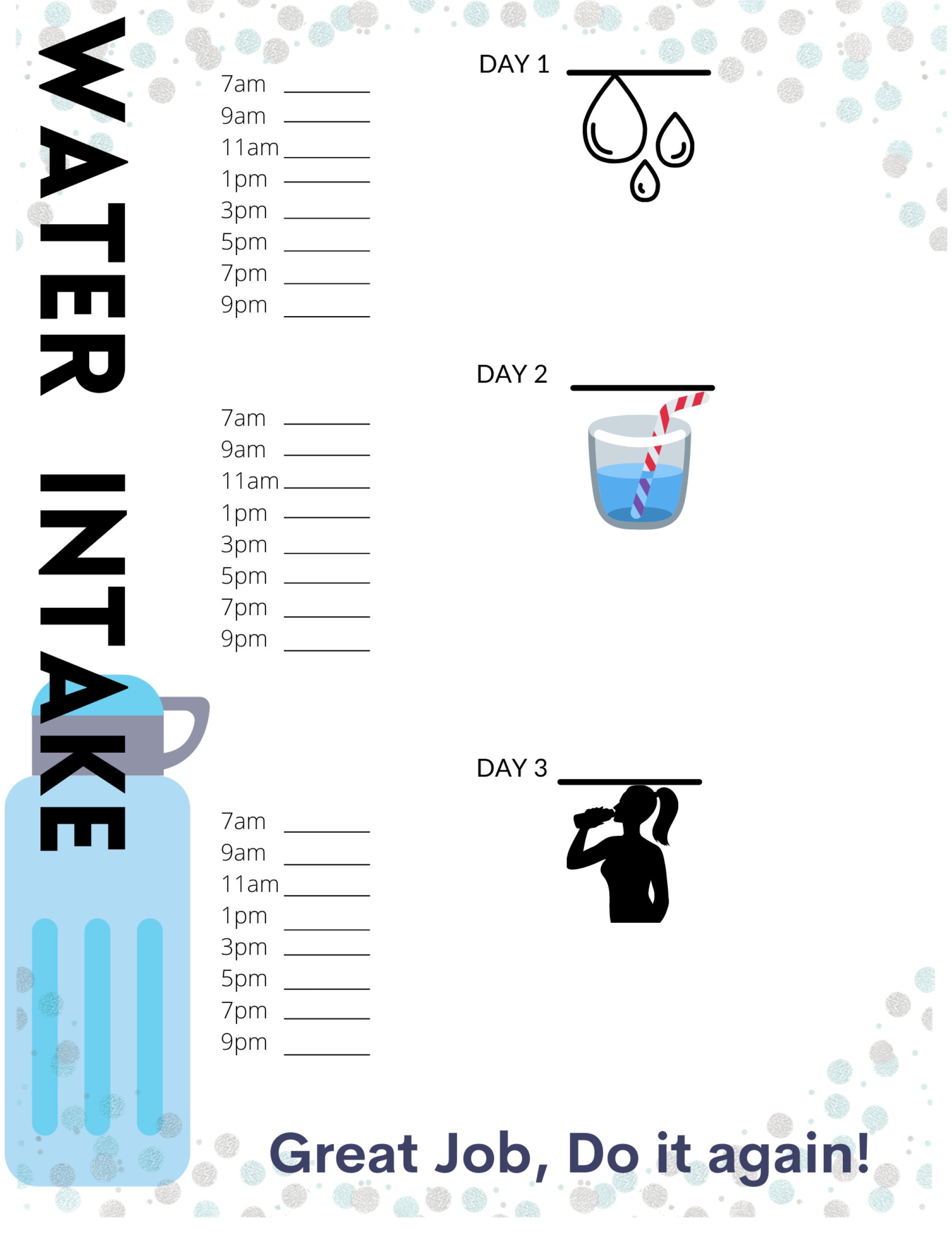 Water Intake Checklist, Digital Water Checklist, Water Checklist - Etsy