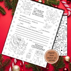 Printable Letter to Santa Coloring Page Christmas Wish List - Etsy