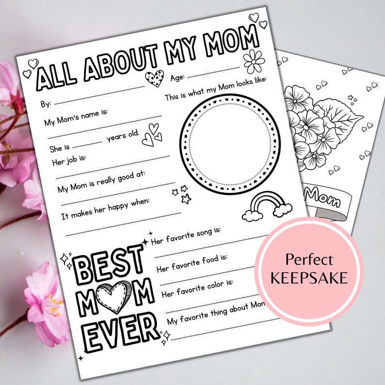 All About My Mom Printable Questionnaire Mother's Day - Etsy