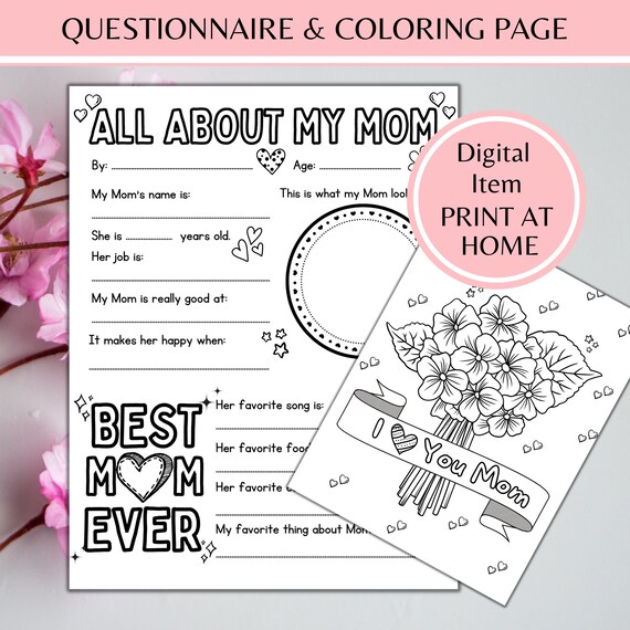 All About My Mom Printable Questionnaire Mother's Day - Etsy
