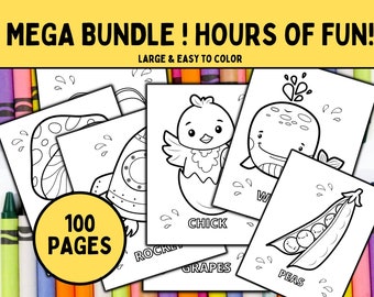 Unicorn and Friends Coloring Pages for Toddlers and - Etsy