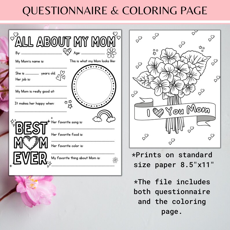 All About My Mom Printable Questionnaire Mother's Day - Etsy