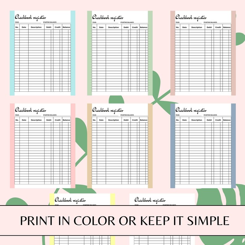 Checkbook Register Printable, Balance Book, Checking Account Tracker ...
