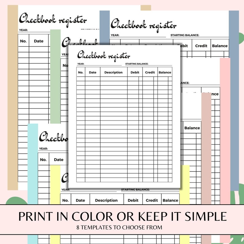 Checkbook Register Printable, Balance Book, Checking Account Tracker ...