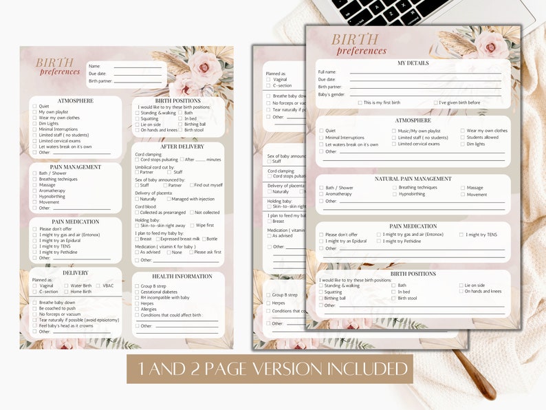 Fillable Birth Plan Birthing Plan Template Editable Printable Birth ... Fillable Birth Plan Birthing Plan Template Editable Printable Birth ...