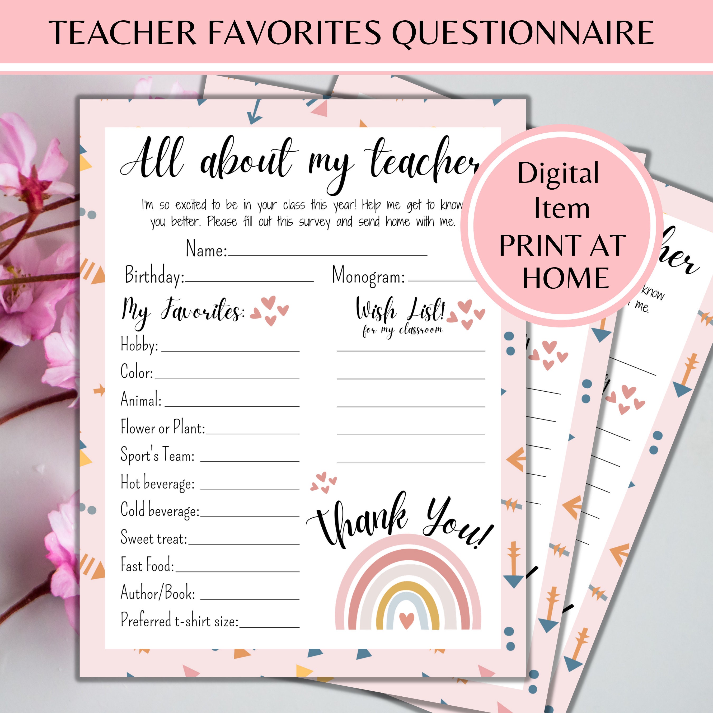 All About My Teacher Get to Know My Teacher Teacher - Etsy