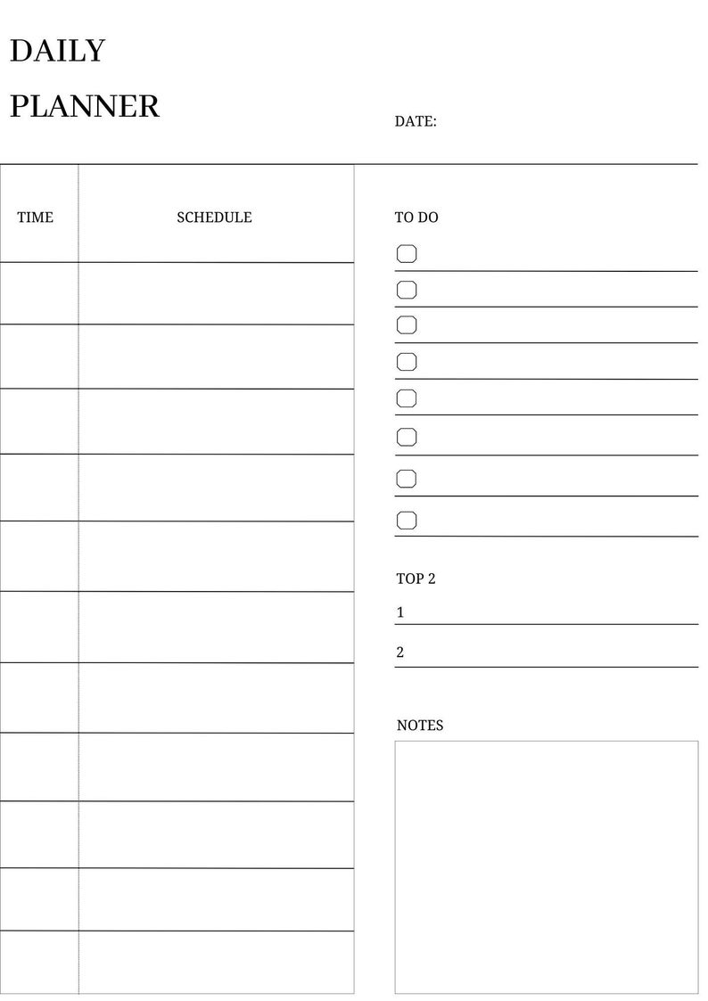 Minimalist Printable Daily Planner, Classy Daily Planner, Digital ...