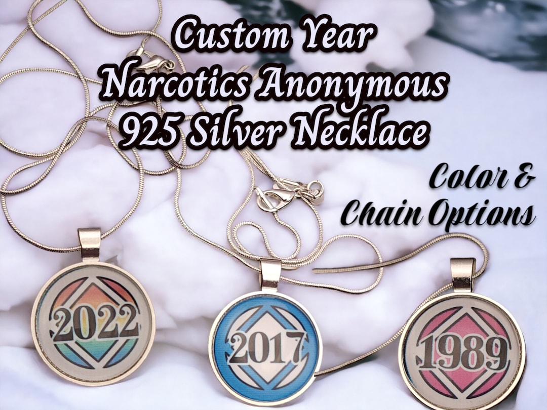 925 Custom Year Narcotics Anonymous Silver Necklace. Color & Chain ...