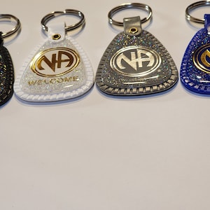 NA Narcotics Anonymous Green 60 Days GLITTER Keytag! Key Tag Free NA ...