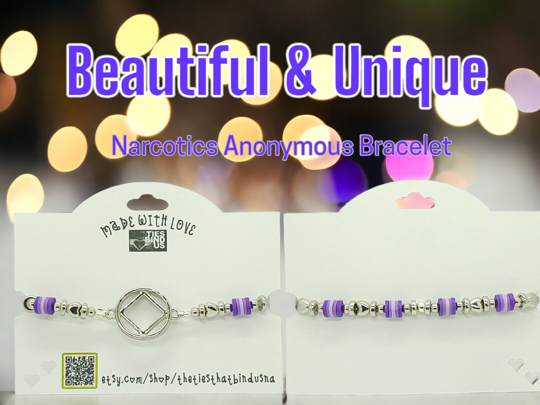 Narcotics Anonymous NA Purple Bracelet W Silver Hearts! Recovery ...