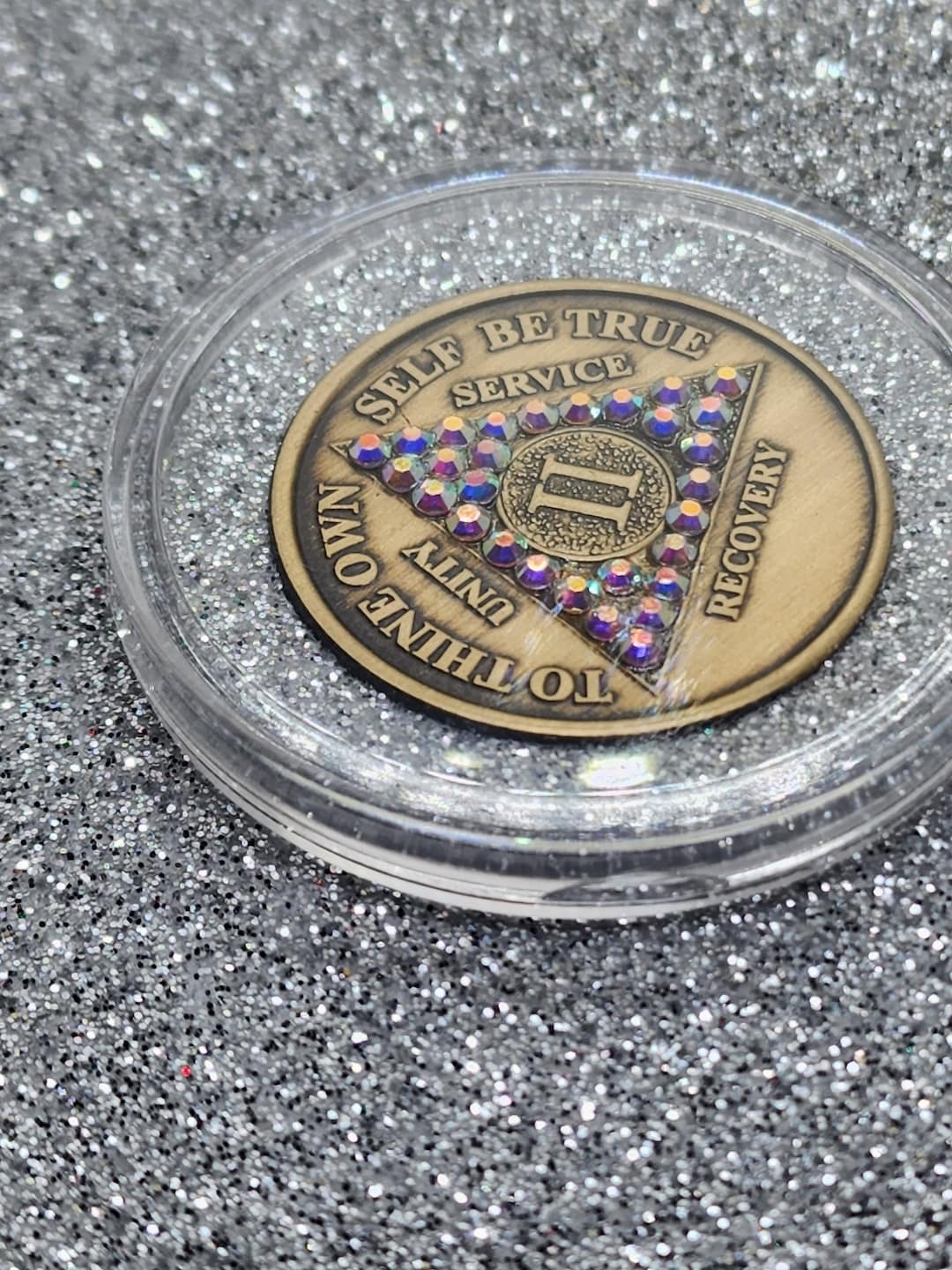 Custom AA Bronze Milestone Coin With Rhinestones - Etsy