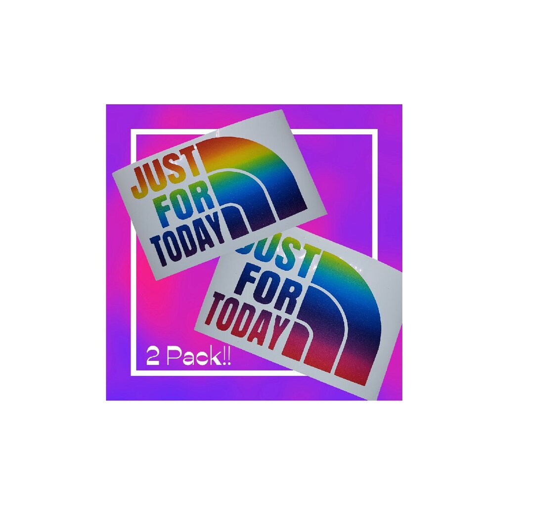 Just for Today Raionbow Glitter Vinyl Decal 2 Pack Machine Cut, W ...