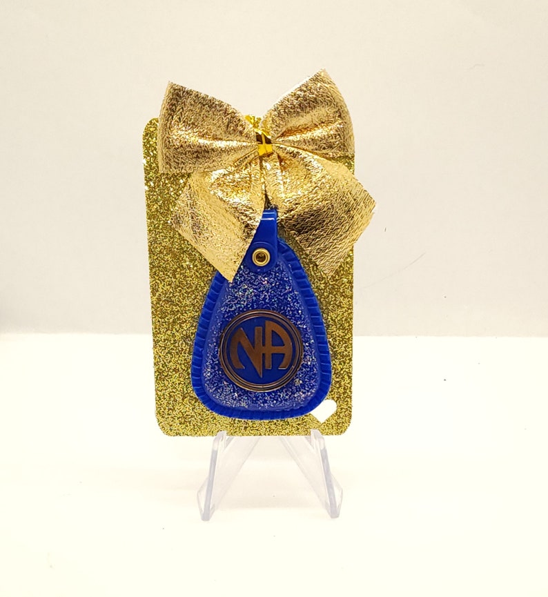 NA Narcotics Anonymous 6 Months Blue & GLITTER Keytag! Key Tag Free ...