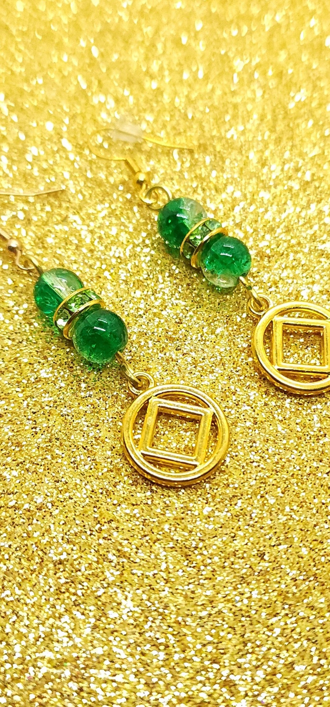 925 Silver Narcotics Anonymous Green & Gold Logo Earrings - Etsy