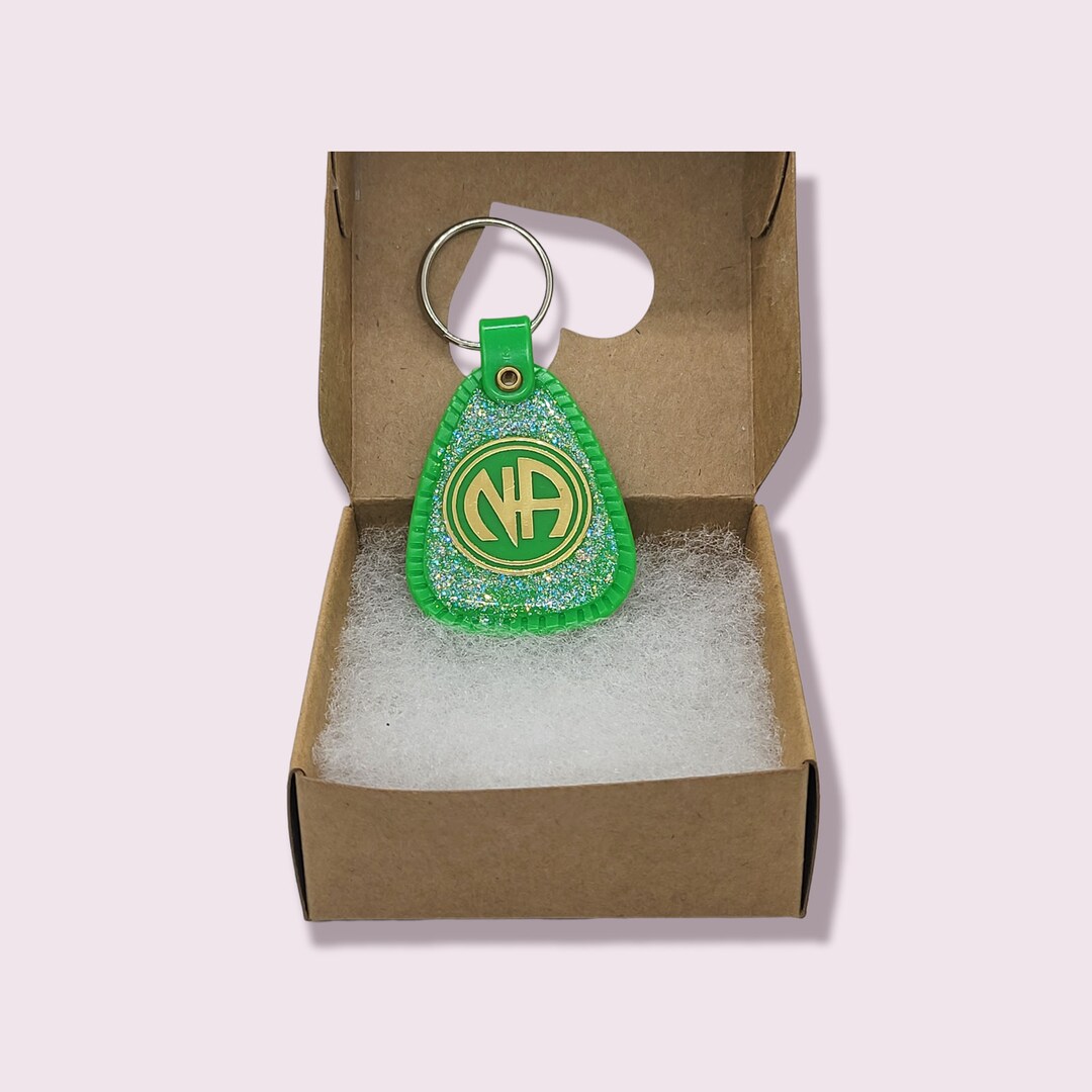 NA Narcotics Anonymous 60 Days Green GLITTER Keytag! Free Vinyl NA ...