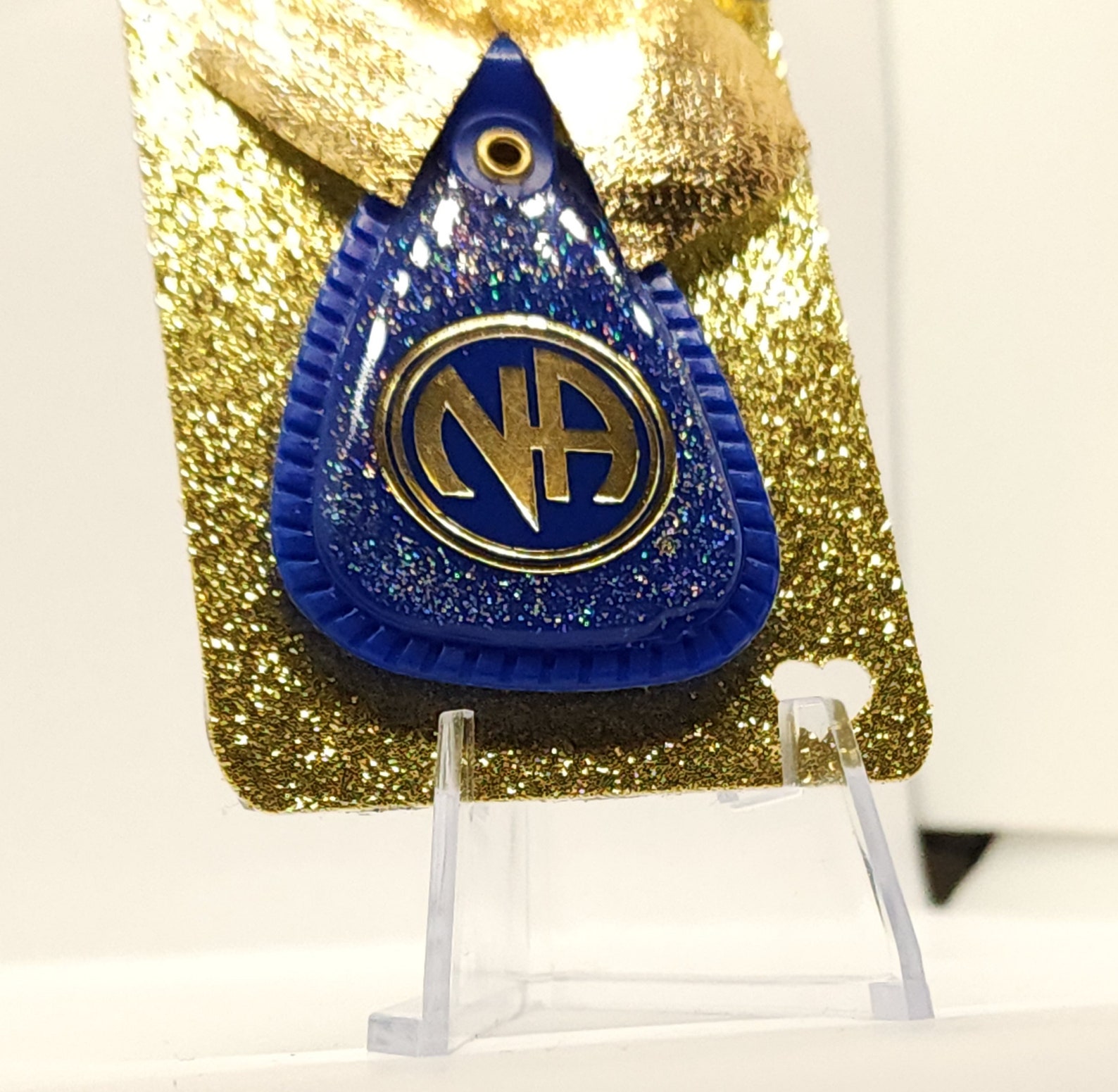 NA Narcotics Anonymous 6 Months Blue & GLITTER Keytag! Key Tag Free ...