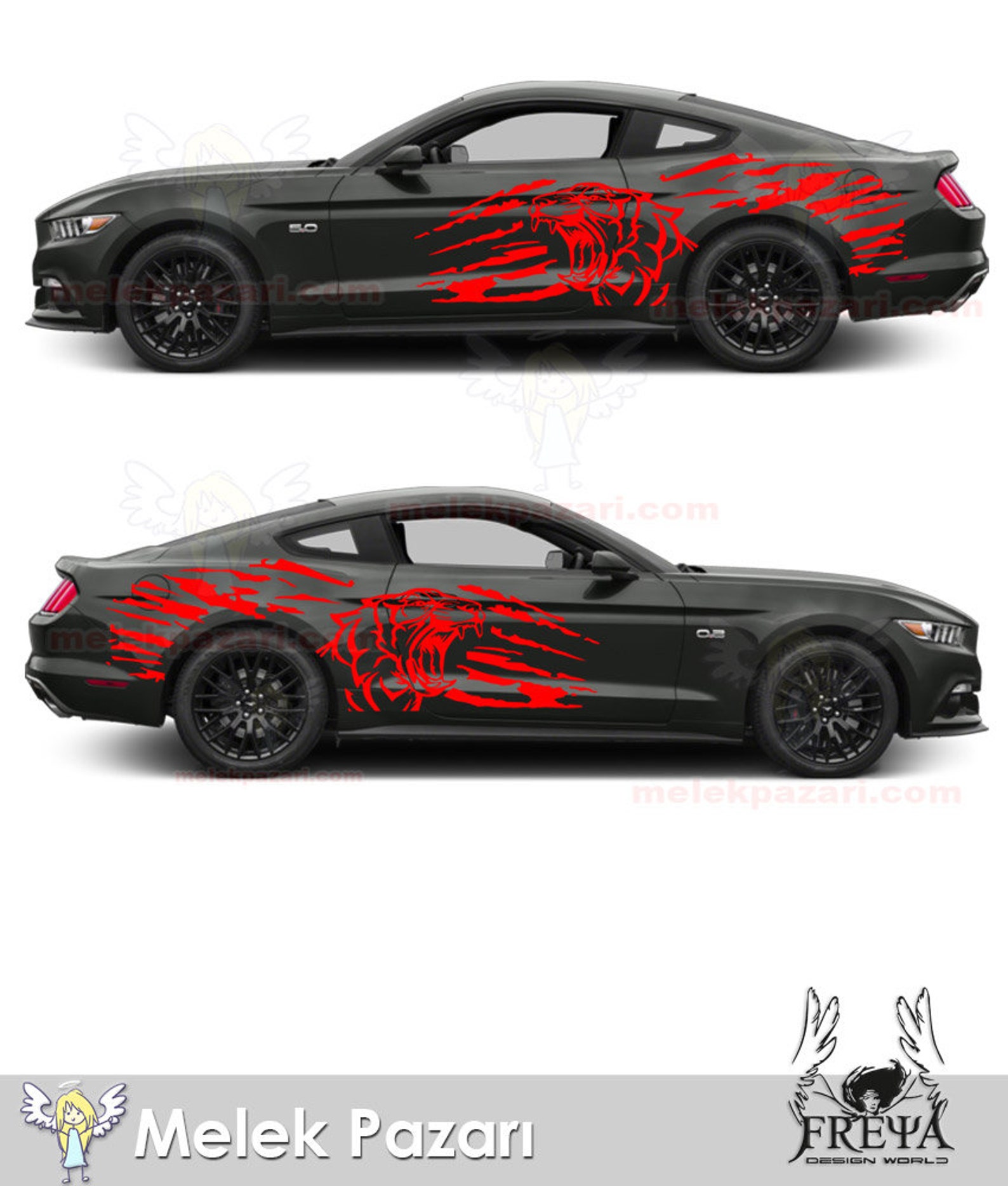 Tiger Fender Top Side Trunk Car Sticker, Wild Tiger Decal. Tiger Side ...