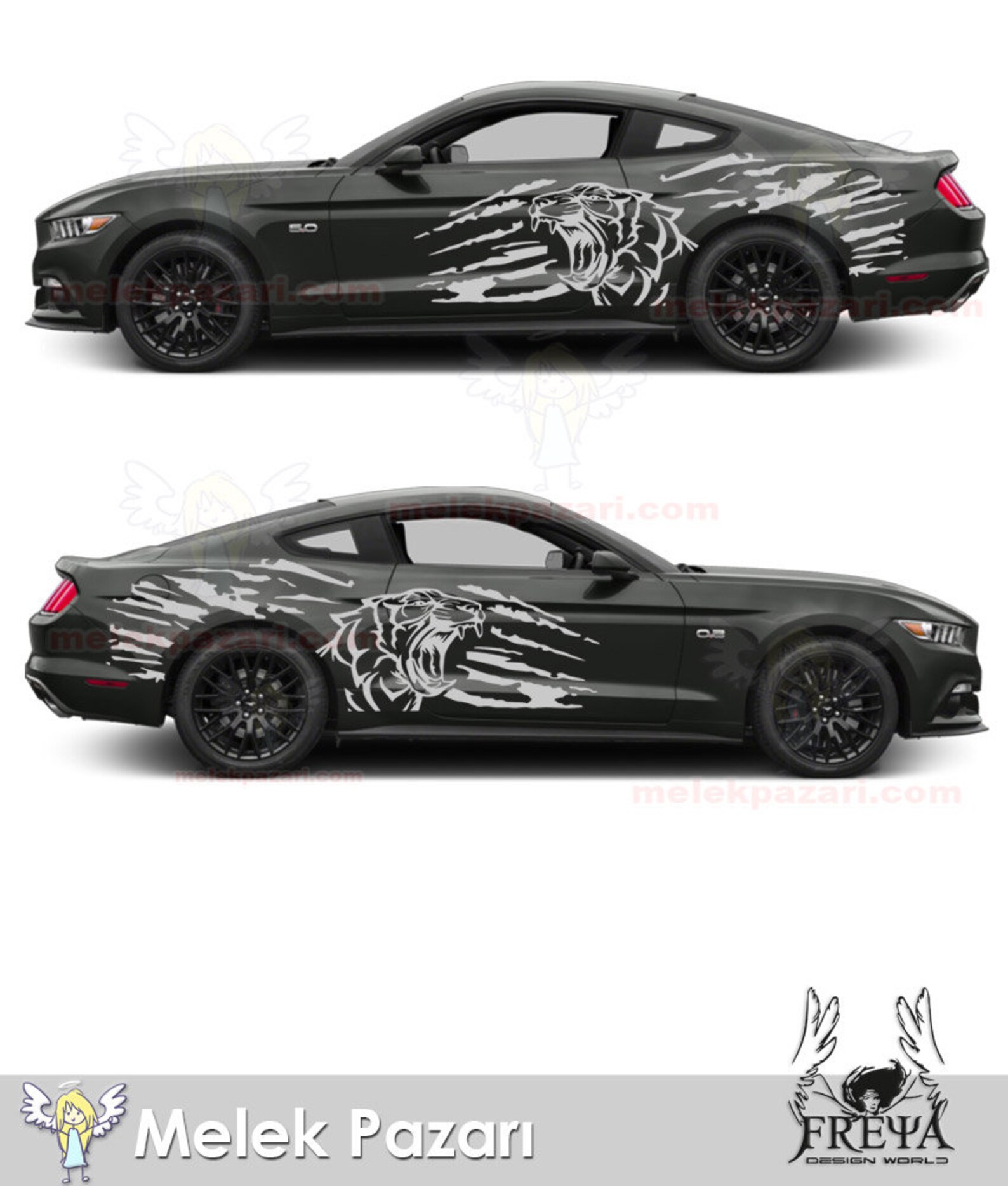 Tiger Fender Top Side Trunk Car Sticker, Wild Tiger Decal. Tiger Side ...