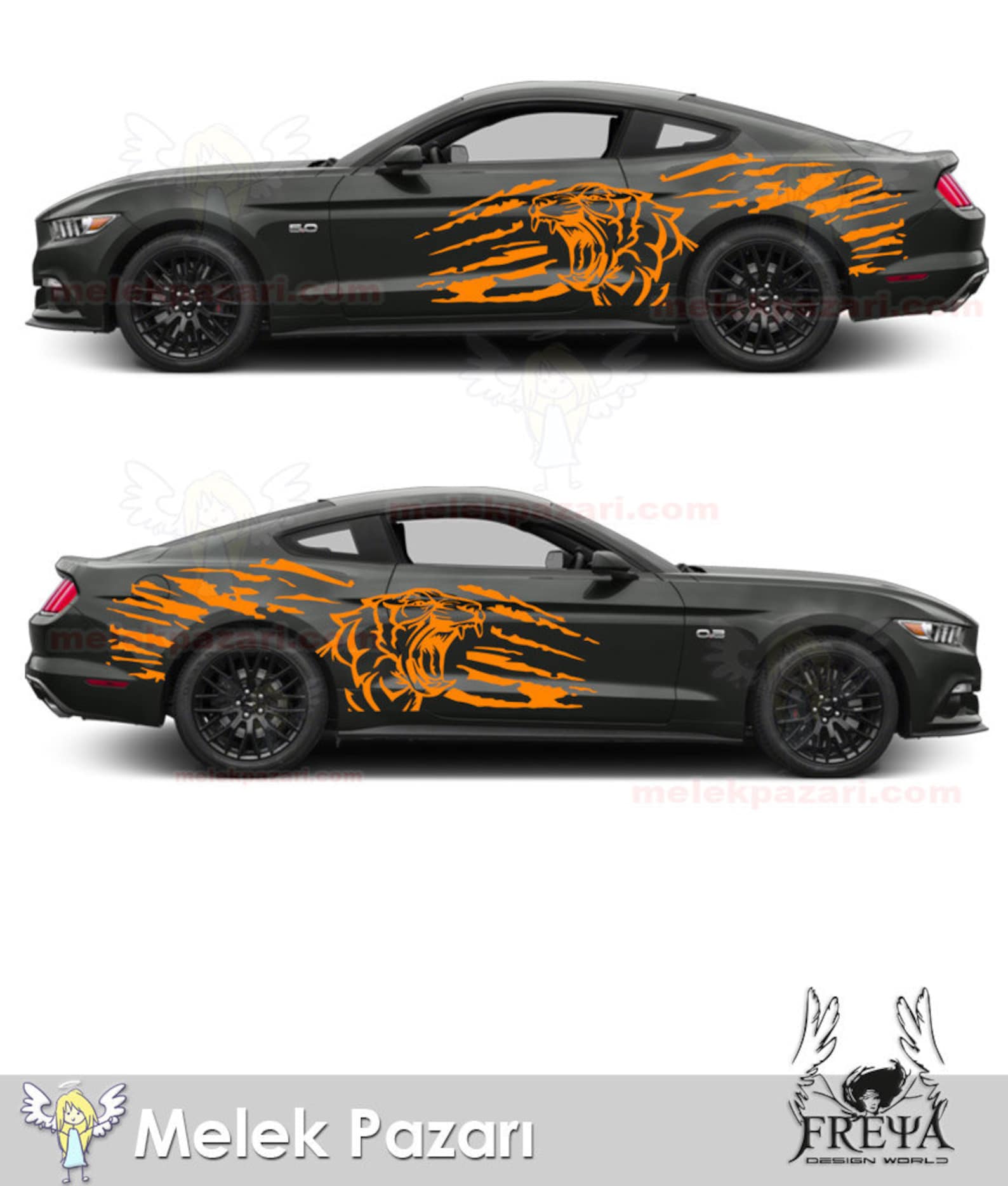 Tiger Fender Top Side Trunk Car Sticker, Wild Tiger Decal. Tiger Side ...