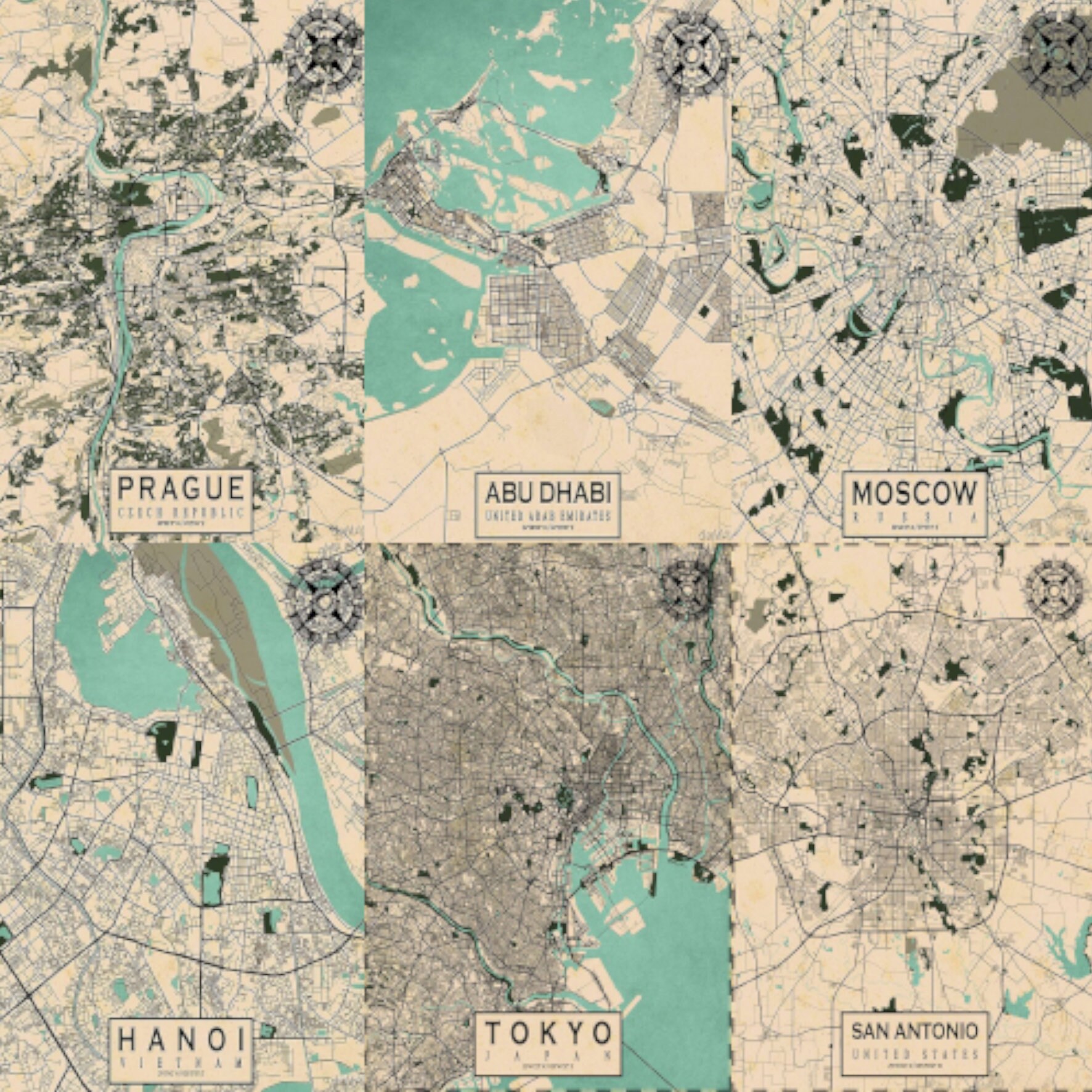 City Maps Poster- Retro Aesthetic- Vintage Travel Wall Art- Aesthetic ...