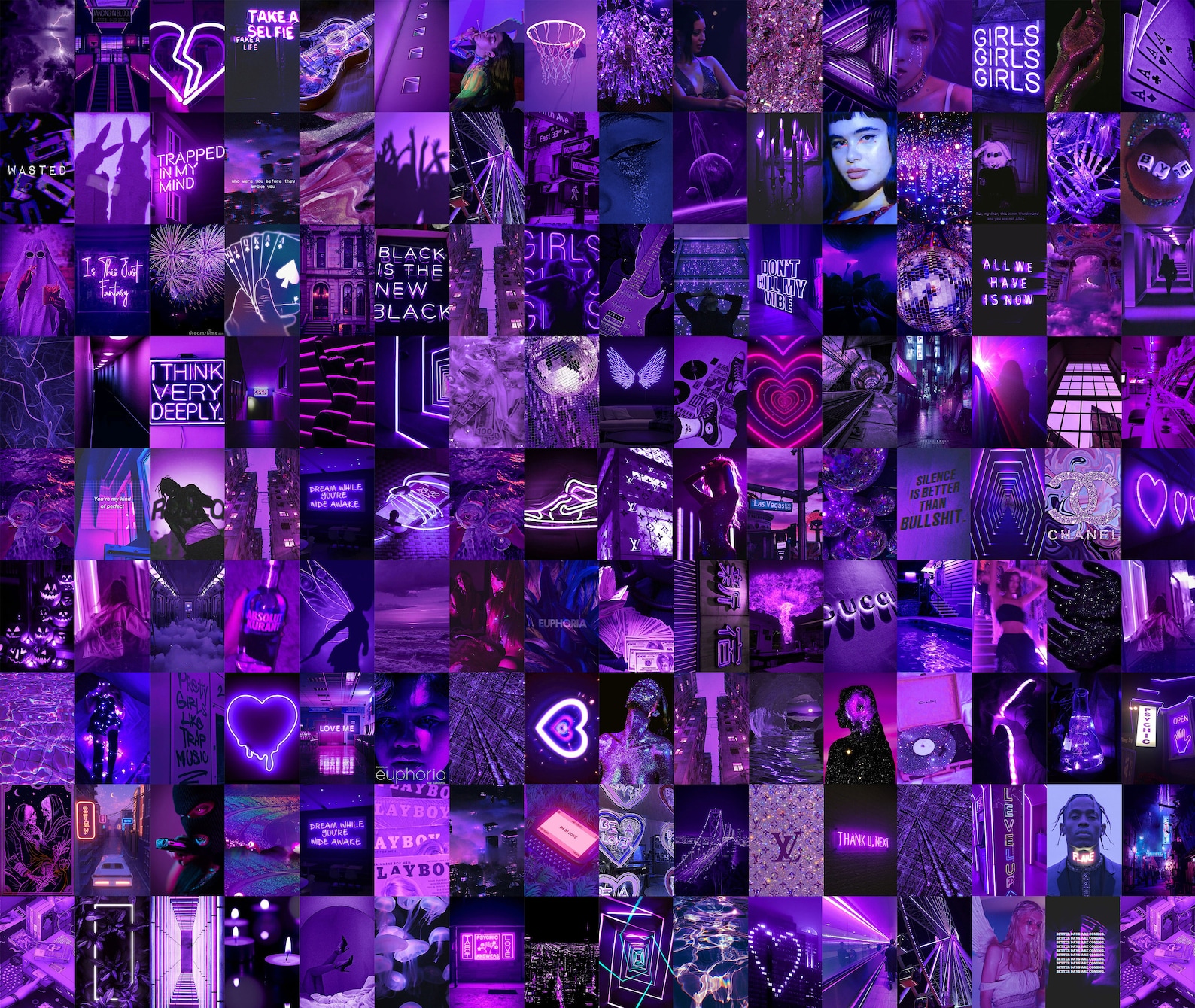 Neon Purple Room Decor Neon Purple Collage Kit Wall Decor - Etsy