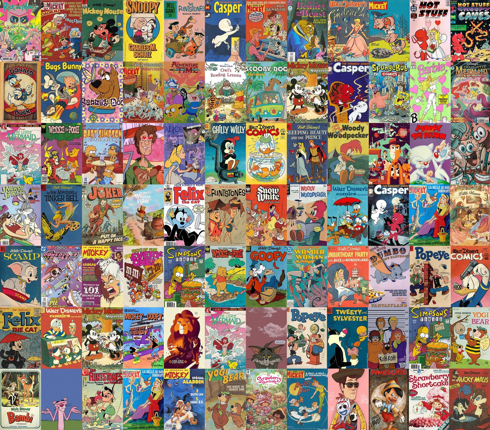 Retro Cartoons Wall Collage Kit Kidcore Vintage Aesthetic - Etsy