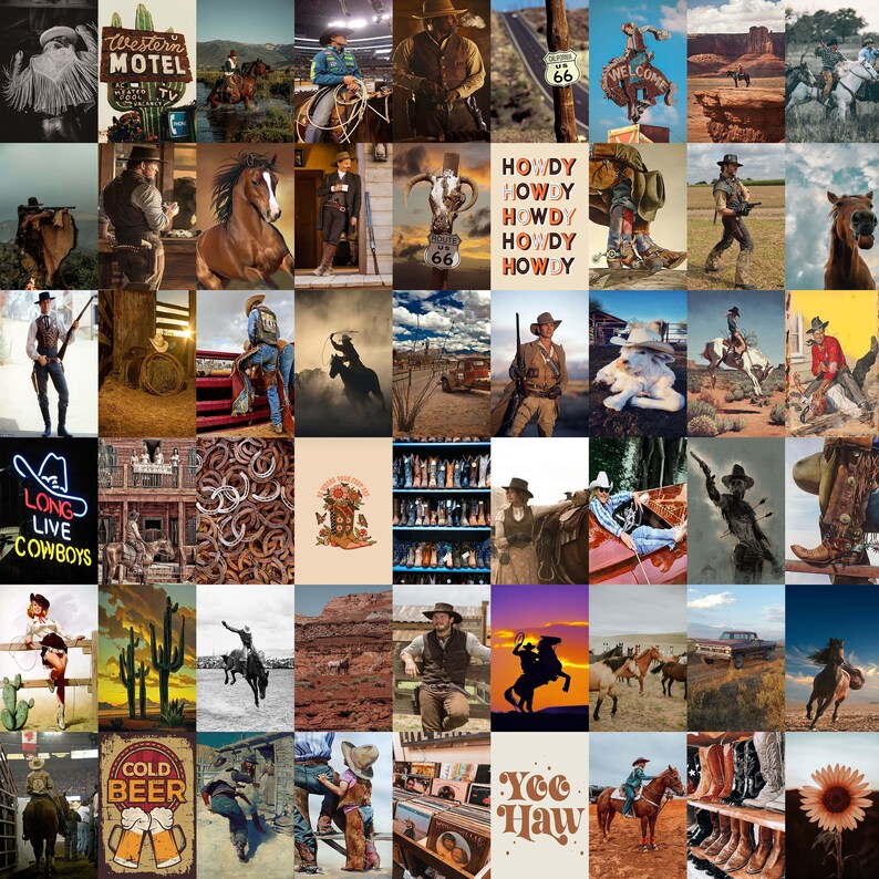 Cowboy Western Aesthetic Wall Collage Western Wall Collage - Etsy