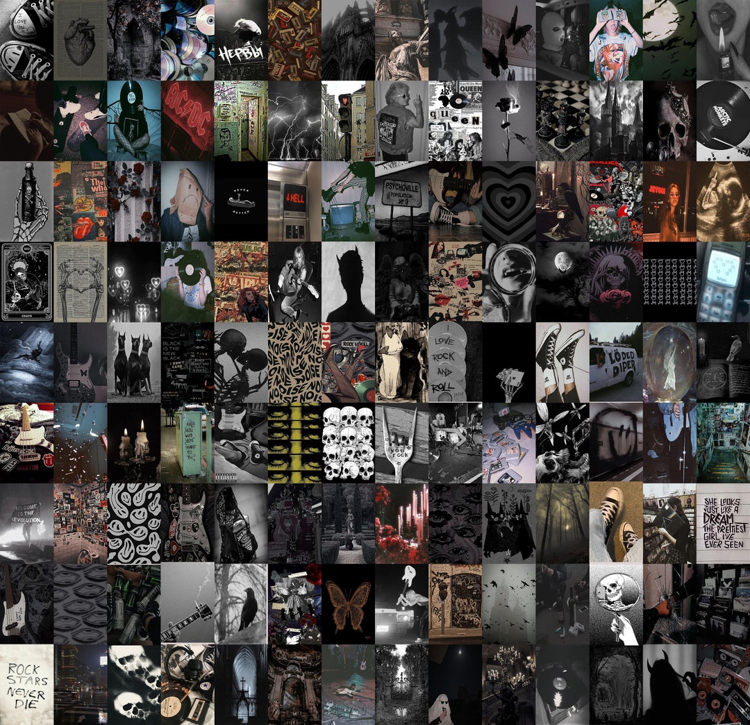 Grunge Wall Decor, Grunge Collage Kit, Black Wall Collage, Black Wall ...