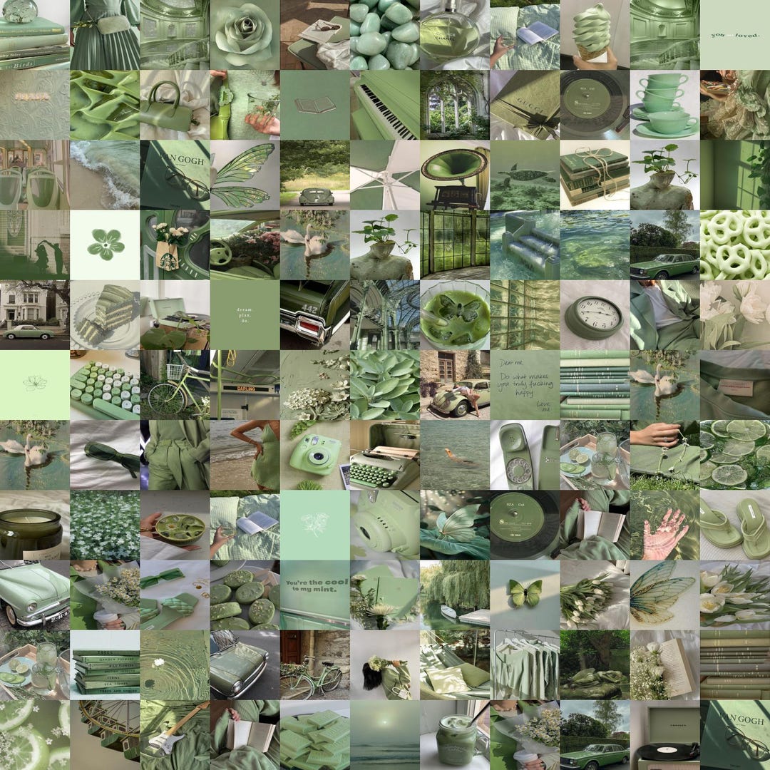 120 PCS | Sage Green Wall Collage Kit | Sage Aesthetic Photo Collage ...