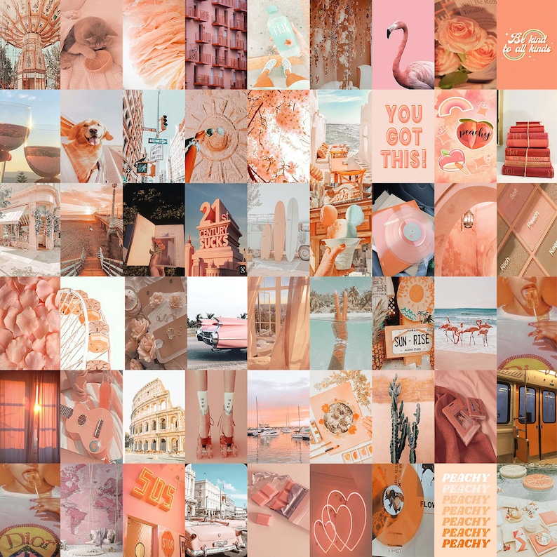 150 PCS Peach Wall Collage Kit Good Vibes Beach Aesthetic - Etsy
