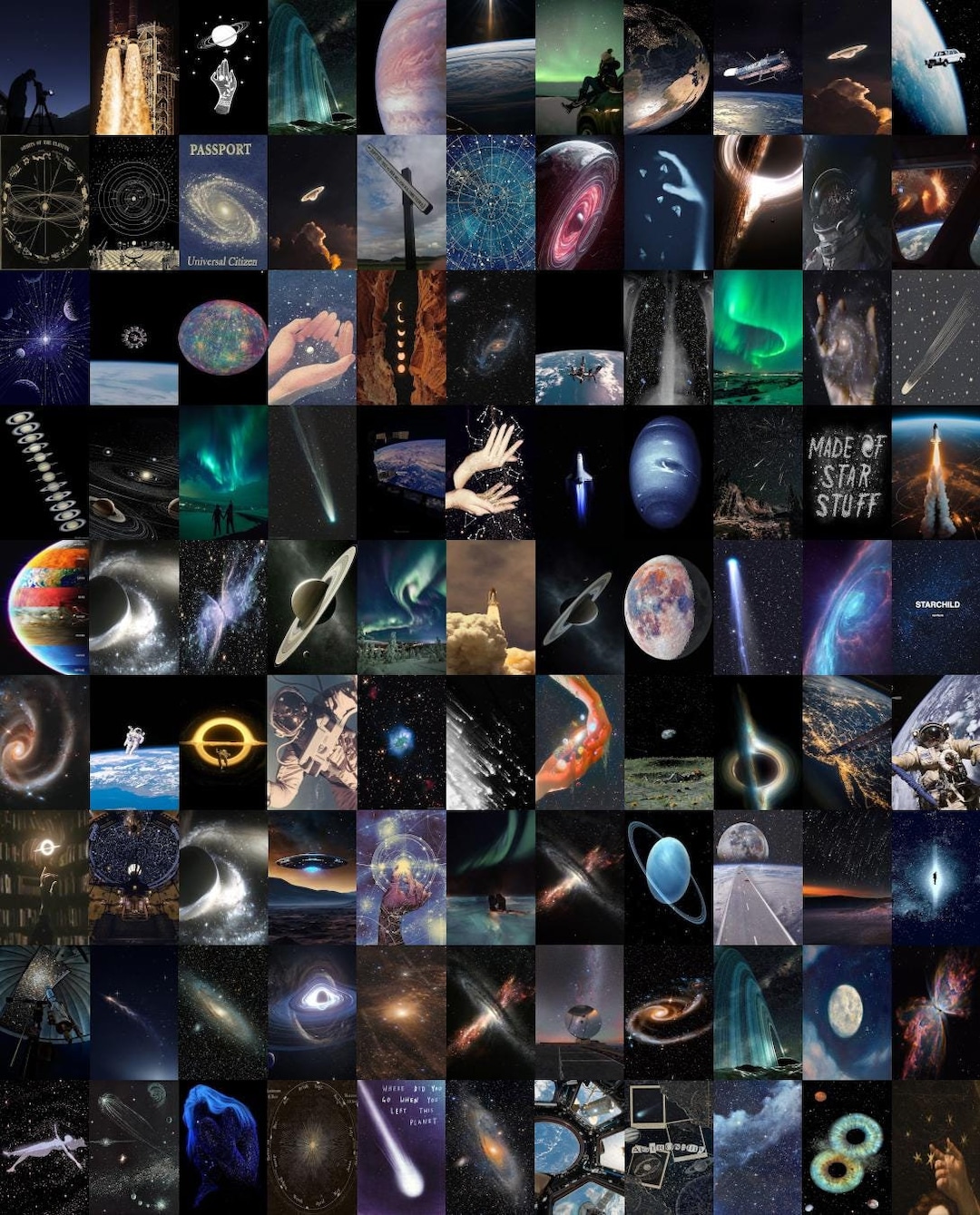 100 Astronomy Wall Collage Kit - Dark Space Wall Art- Cosmos Aesthetic ...