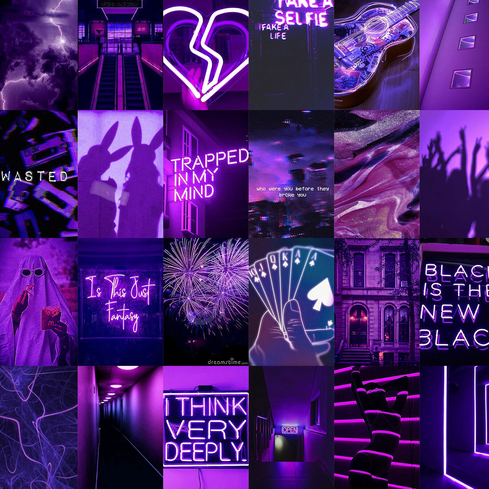Neon Purple Room Decor Neon Purple Collage Kit Wall Decor - Etsy