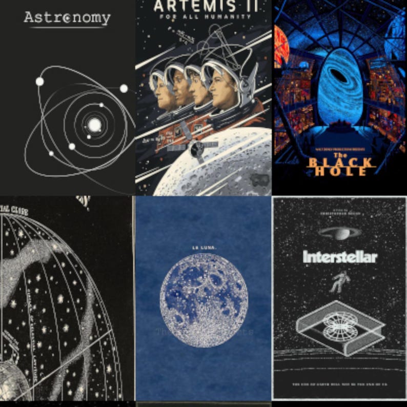 Astronomy Wall Collage Kit - Dark Space Wall Art- Cosmos Aesthetic Wall ...