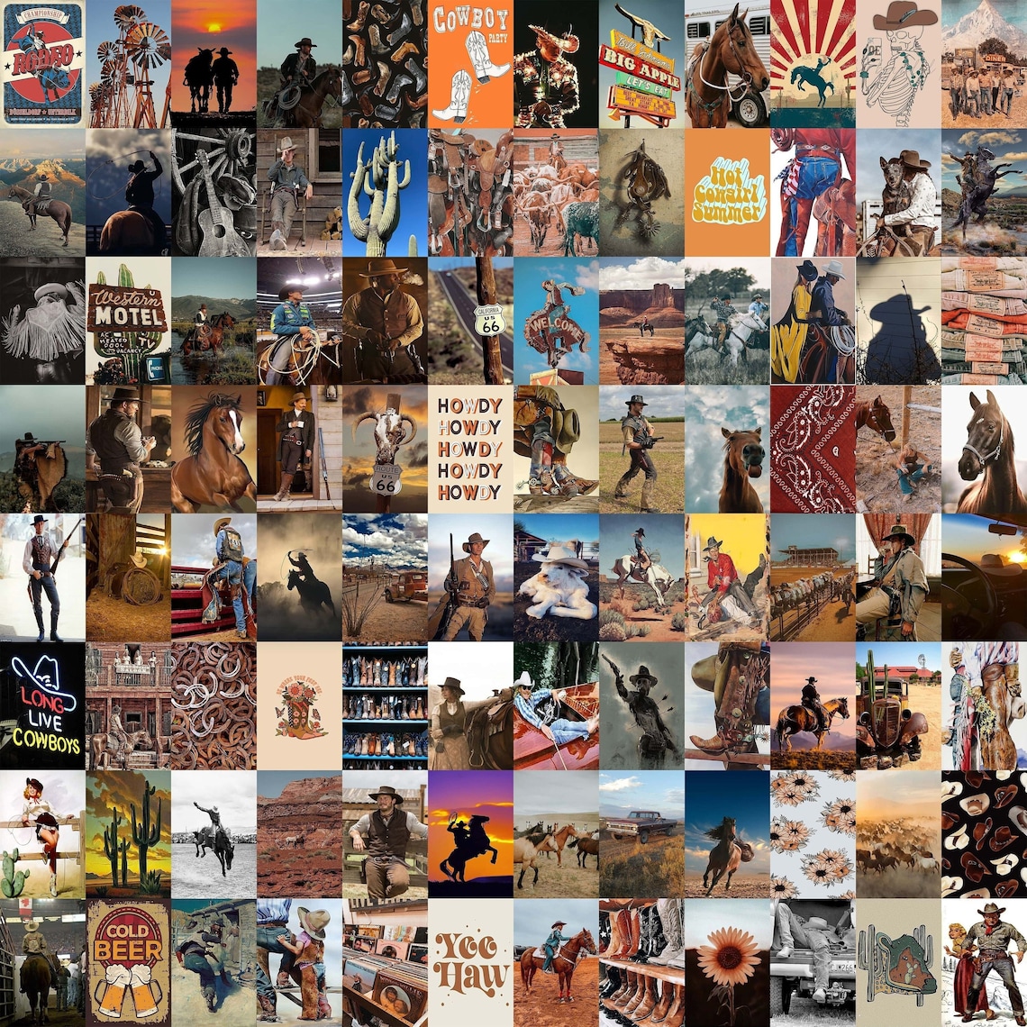 Cowboy Western Aesthetic Wall Collage Western Wall Collage - Etsy