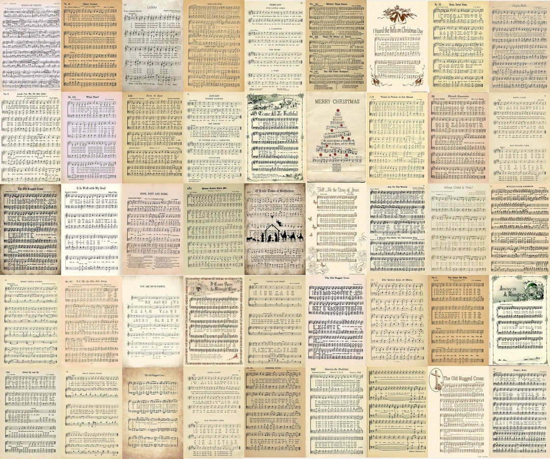 Old Hymns Music Poster- Vintage Hymnal Music Sheets Posters- Vintage ...